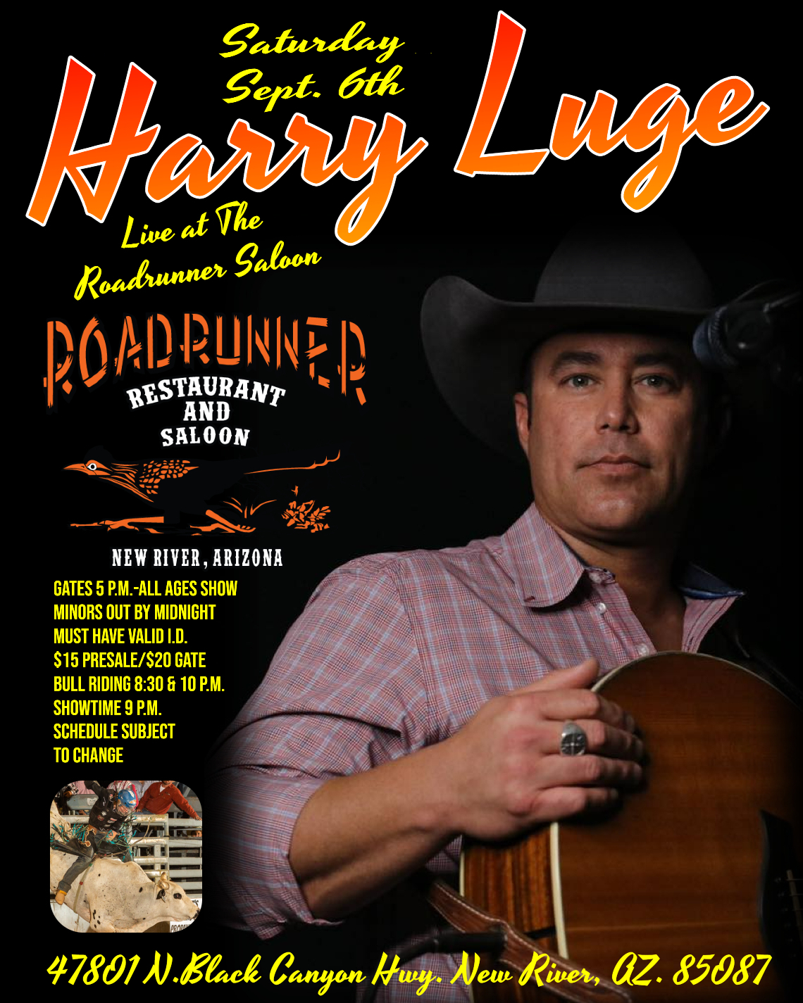 Harry Luge in Concert with Two Rounds of LIVE Bull Riding action ...