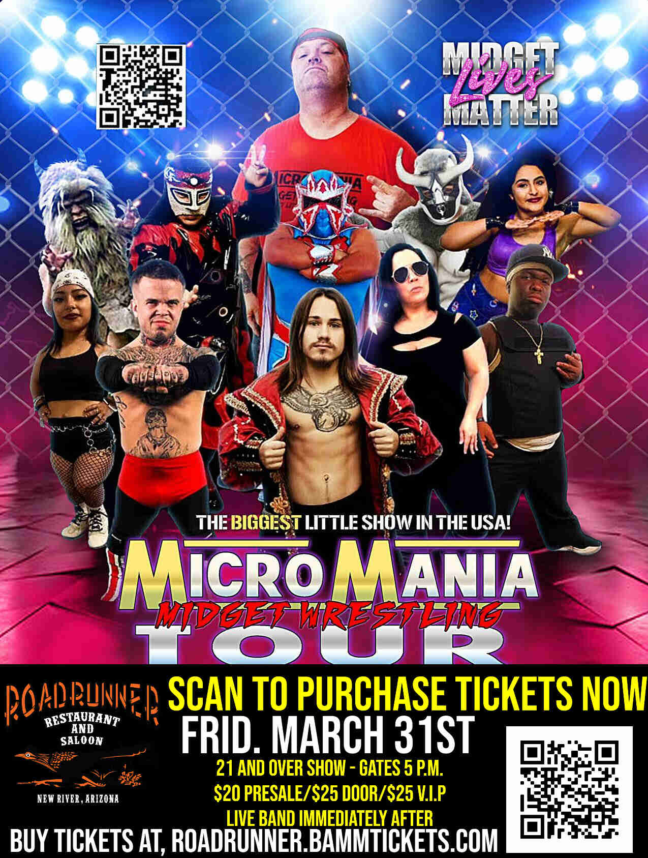 Micromania Midget Wrestling and Live Music at The Roadrunner Saloon ...
